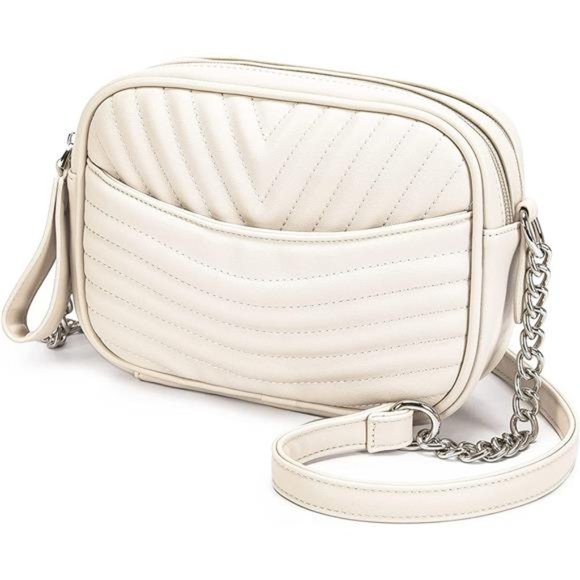Bags | Beige Mini Crossbody Bags Quilted With Chain Strap | Poshmark